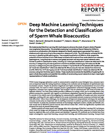 Deep Machine Learning Techniques for the Detection and Classification of Sperm Whale ...